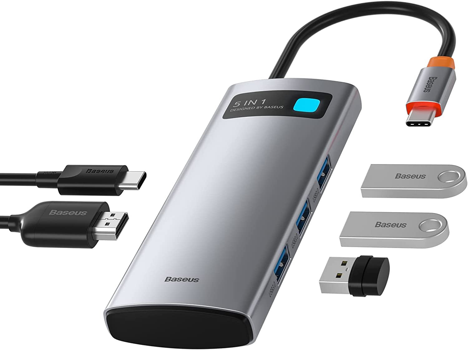 Baseus 5-in-1 HUB Multifunctional Type-C HUB Docking Station Metal ...