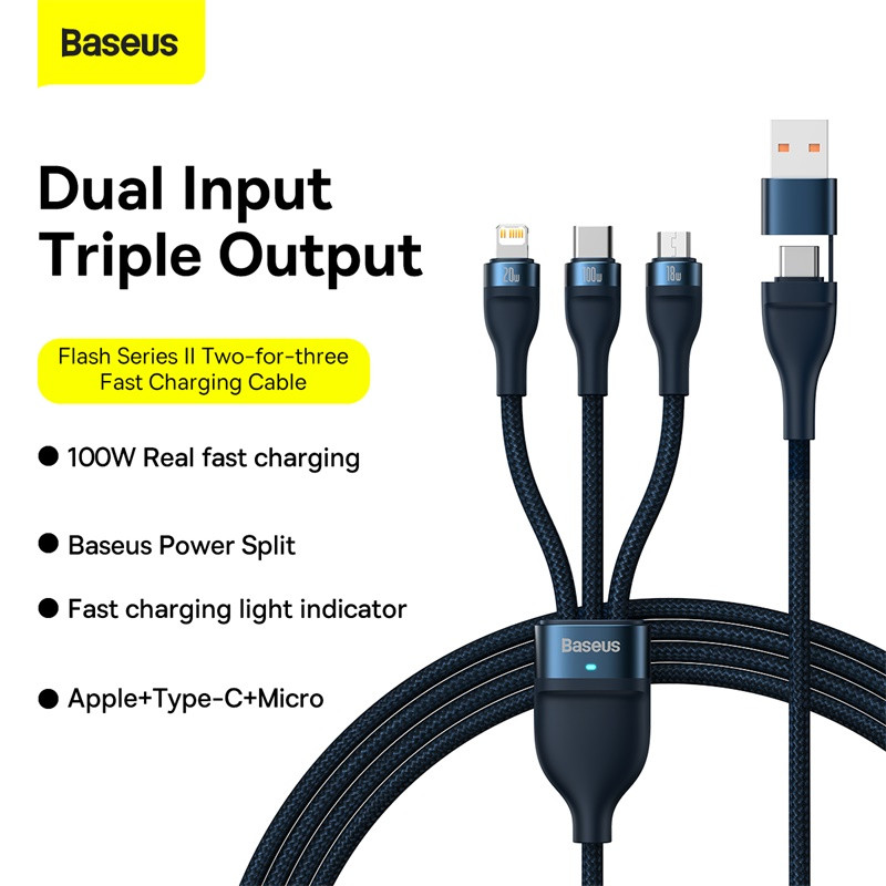 Baseus Cable Flash Series 2 Two-for-three Charging Cable U+C to Micro ...