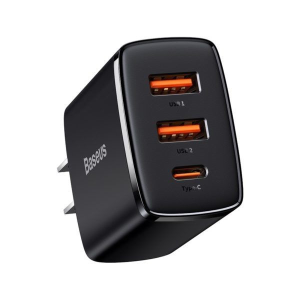 BASEUS Compact Quick Charger 2U+C 30W Type C PD Fast Charging 3 Ports ...